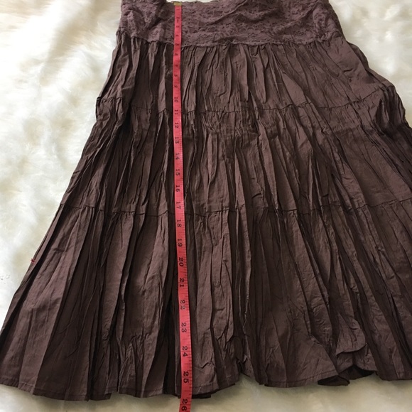 Skirts | Elastic Waist Brown Ruffles Midi Skirt Nwt | Poshmark